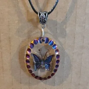 Source Unknown | Jewelry | J66 Vintage Rainbow Etch Glass Butterfly ...